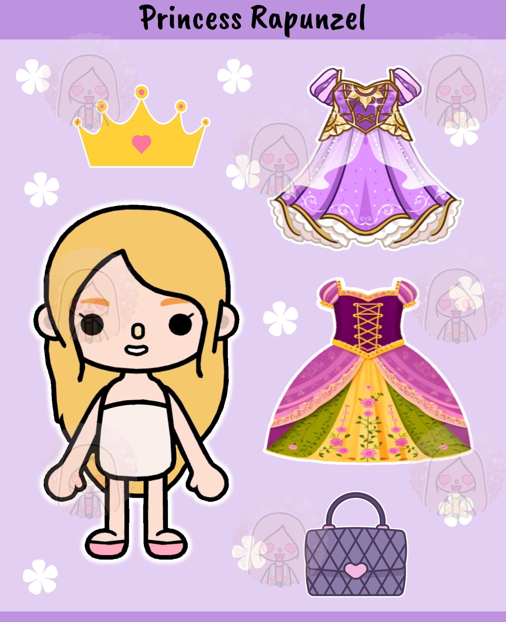 Princesses Paper Doll Toca Boca Printable Template DIY - Etsy