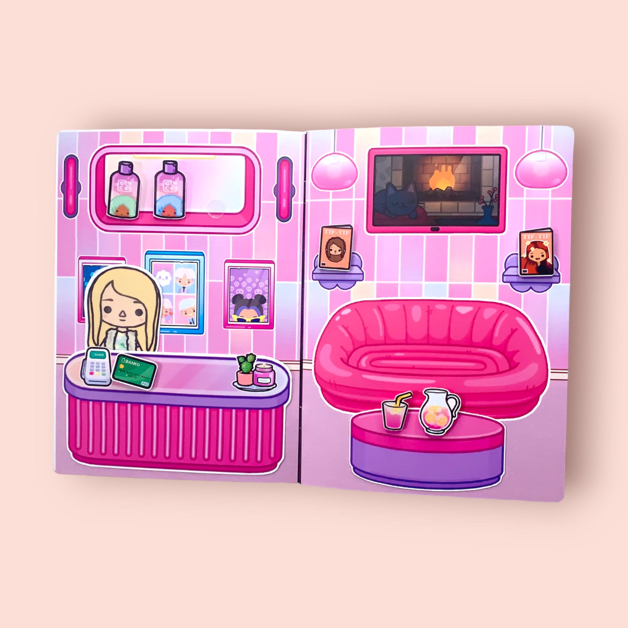 Toca Boca Quiet Book Template Hair Salon Paper Doll Pretend Play ...