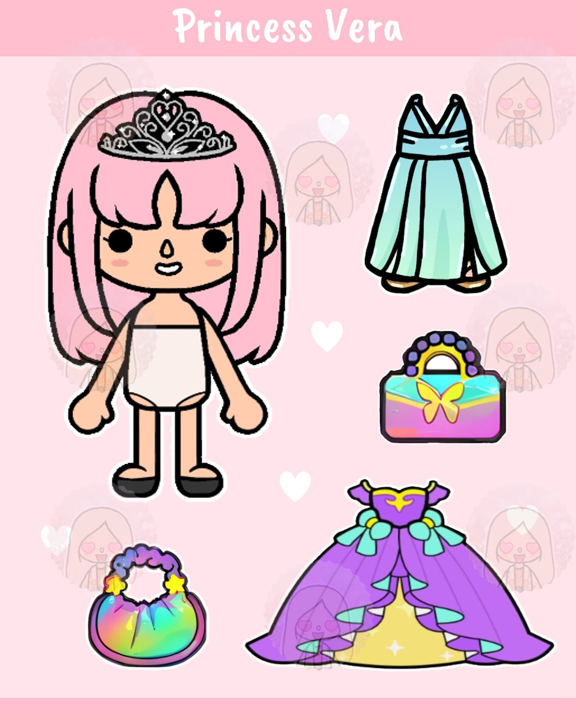 Toca Boca Princess Dress up Paper Doll Printable Template - Etsy