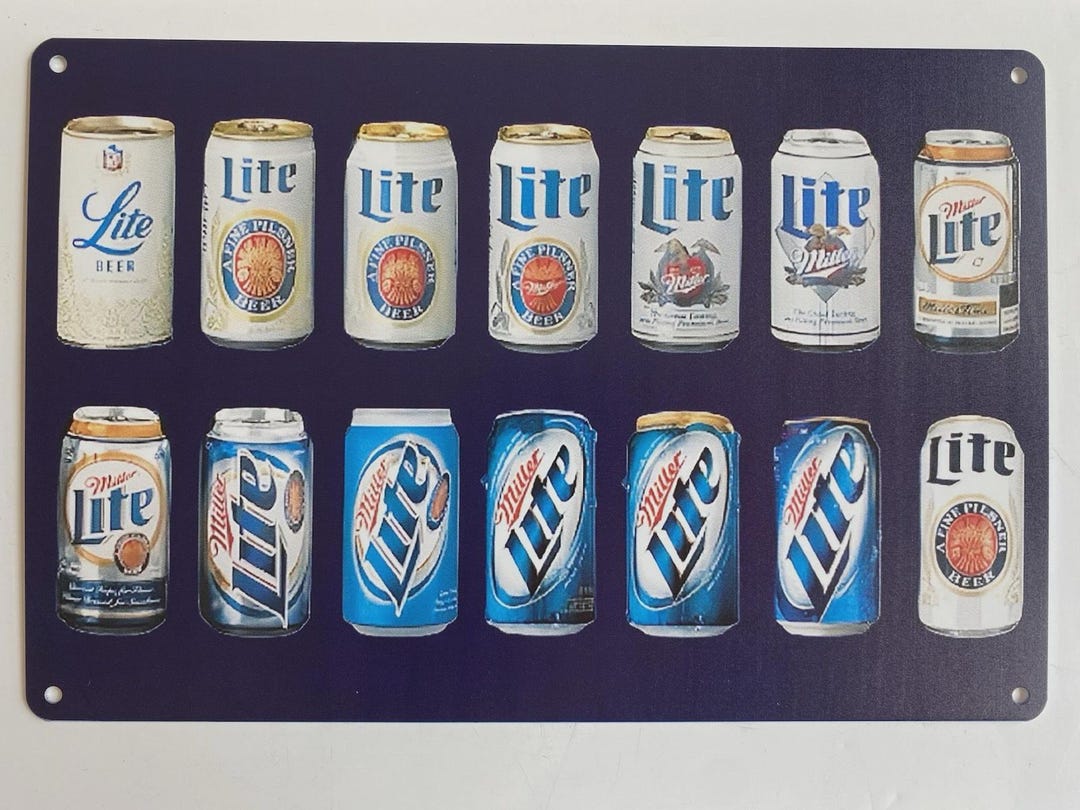 Miller Lite Beer Evolution Of Cans Metal Sign Miller High Life Mgd