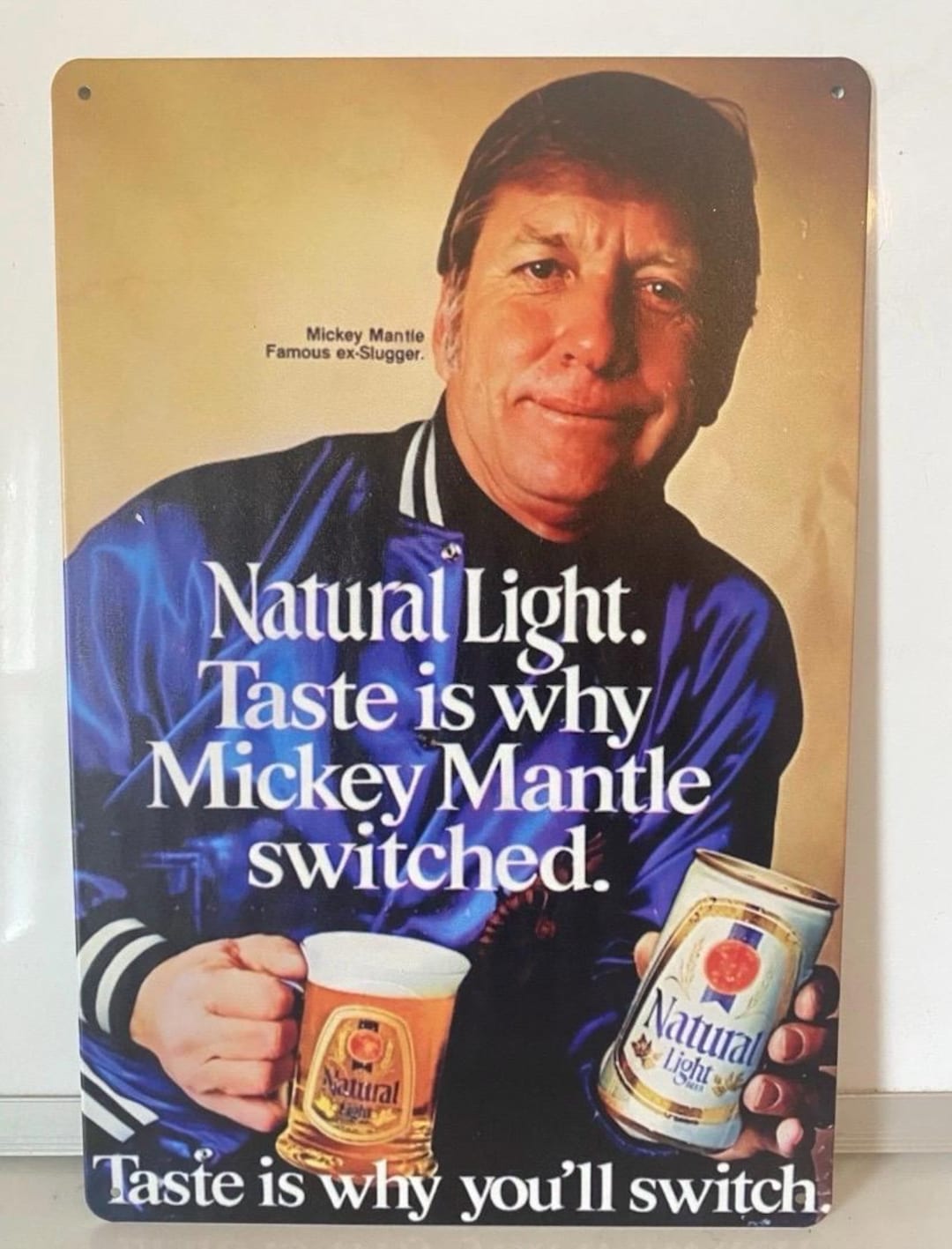 New York Yankees - Mickey Mantle - Natural Light Beer Sign - 80s 90s ...