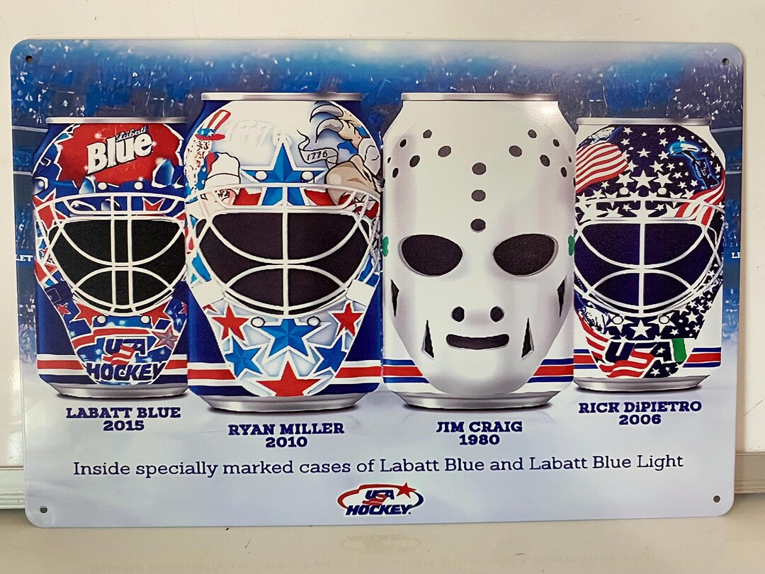 Labatt Blue Beer - USA Olympic Hockey Metal Sign Jim Craig Ryan Miller ...