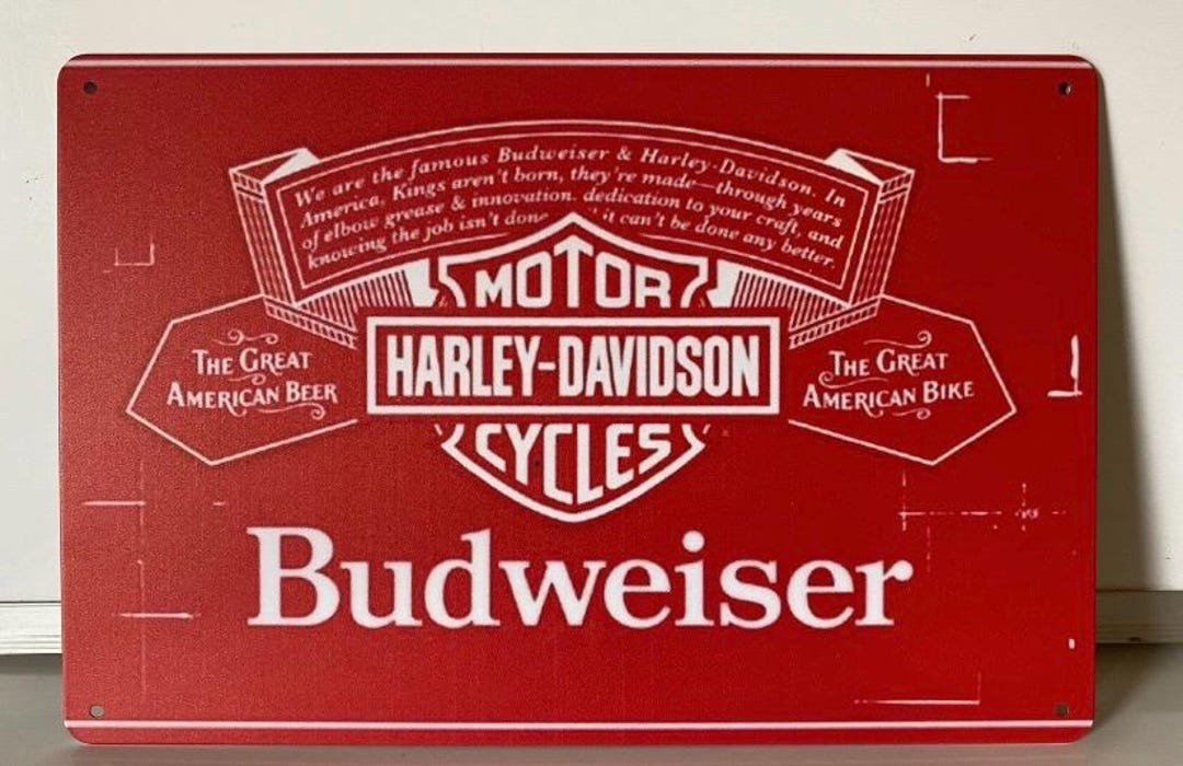 Harley Davidson - Budweiser Beer Sign - Bud Light - Motorcycles - Etsy