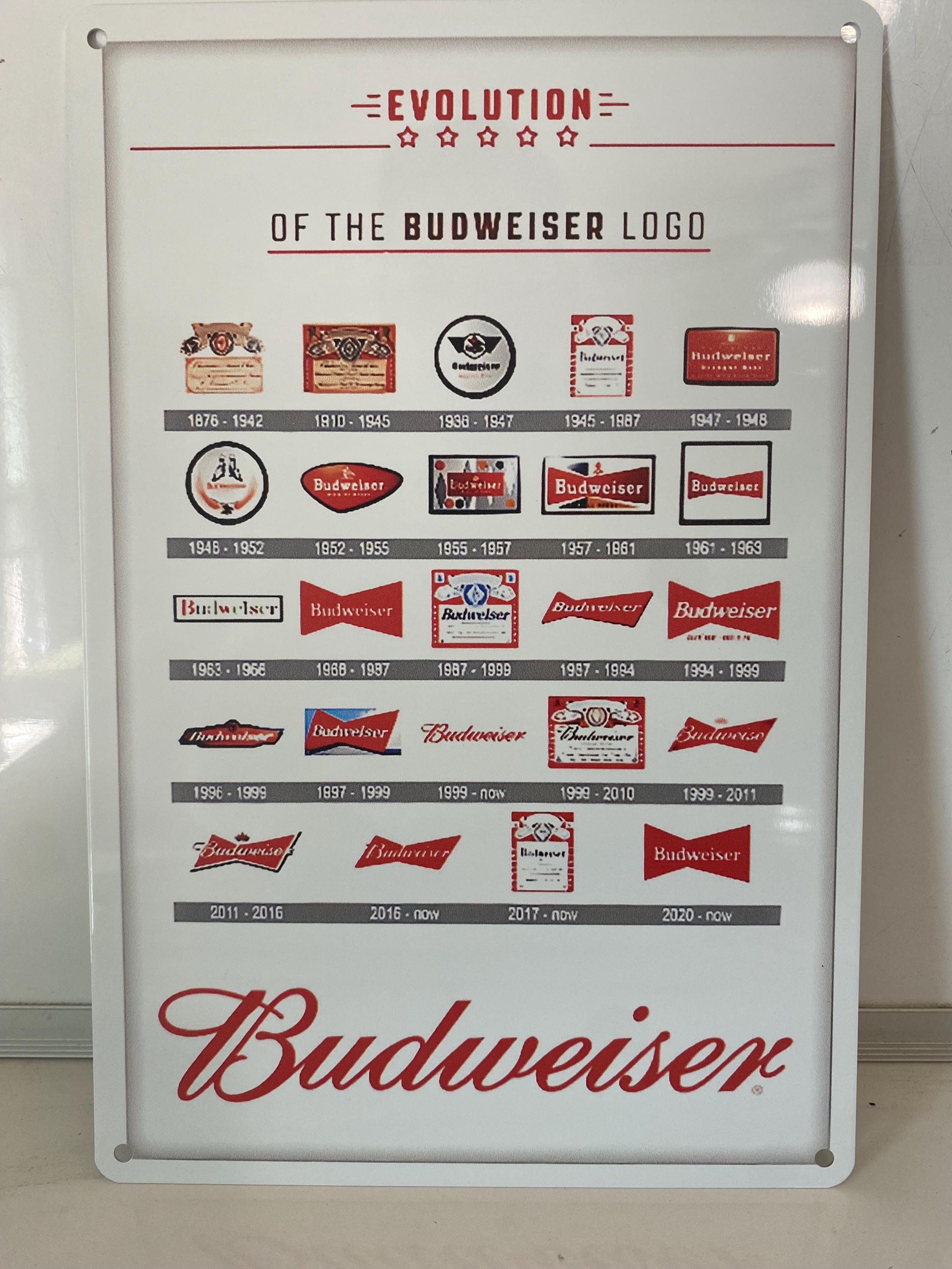 Budweiser Beer Evolution of Logos Metal Sign - Bud Light - Etsy