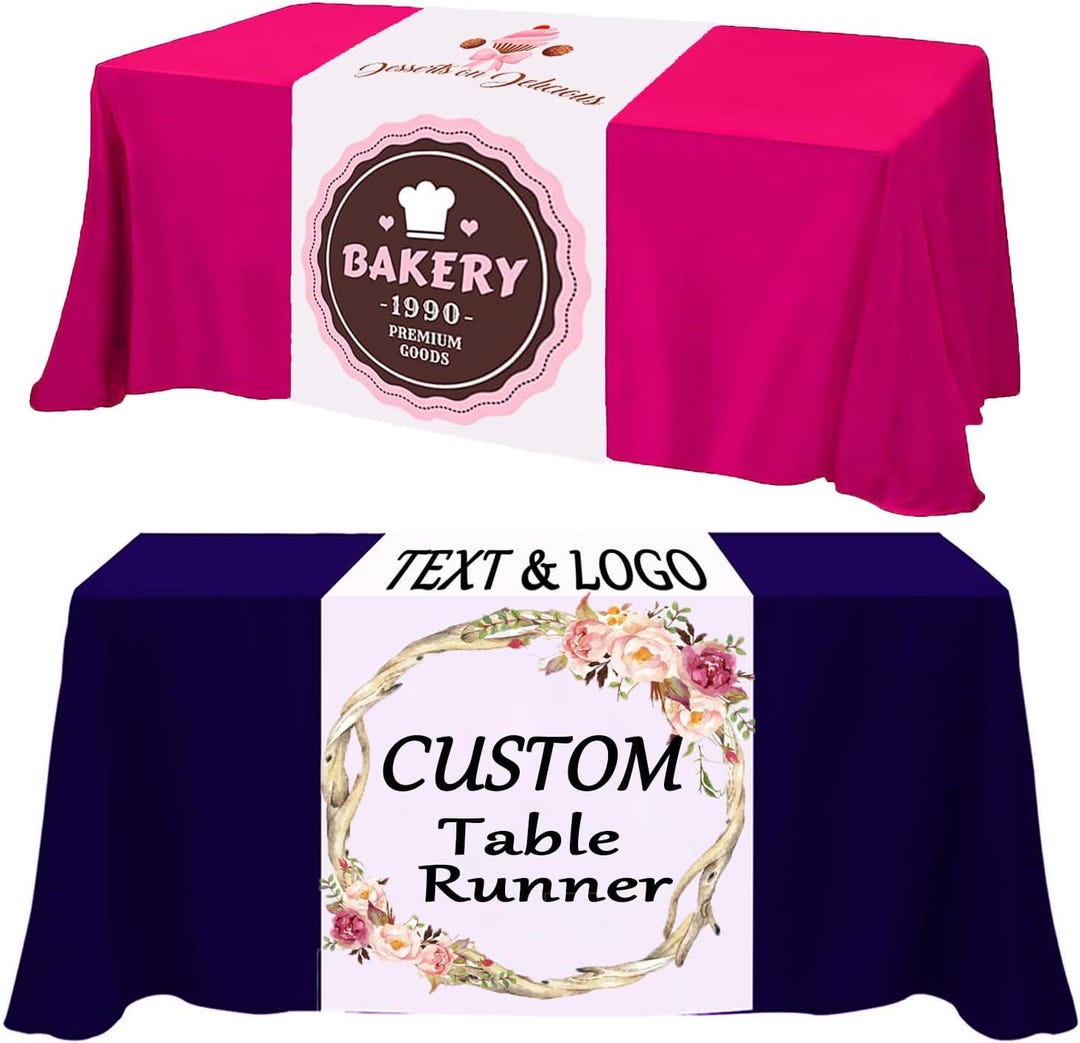 Custom Linen Table Runner With Business Logo & Name Printed on Table ...