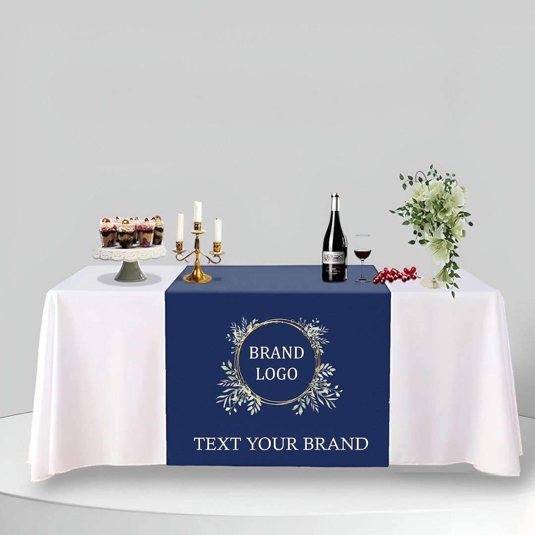 Custom Brand Table Runner Logo for Trade Show Business Vendor Event ...