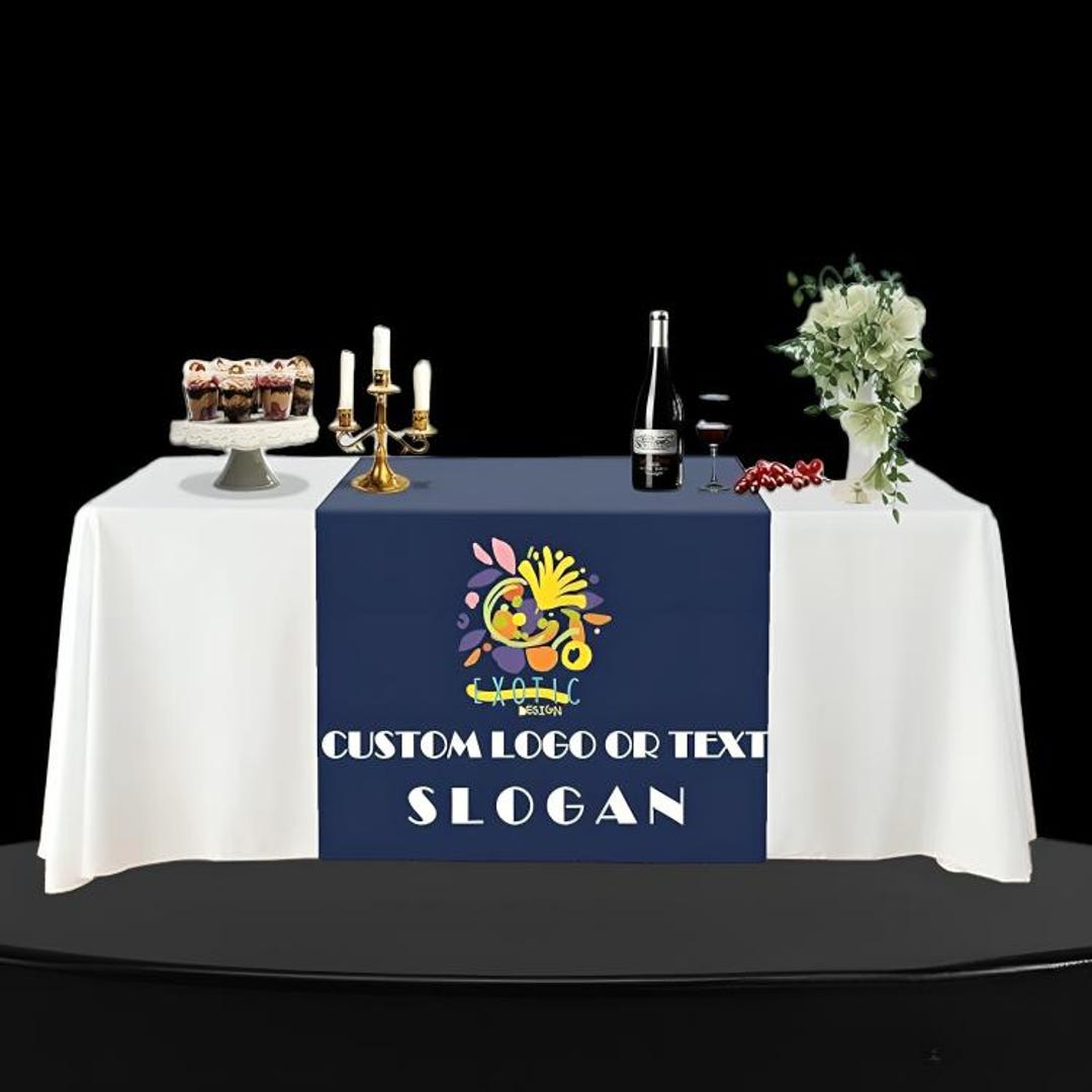 Custom Brand Table Runner Logo for Trade Show Business Vendor Event ...