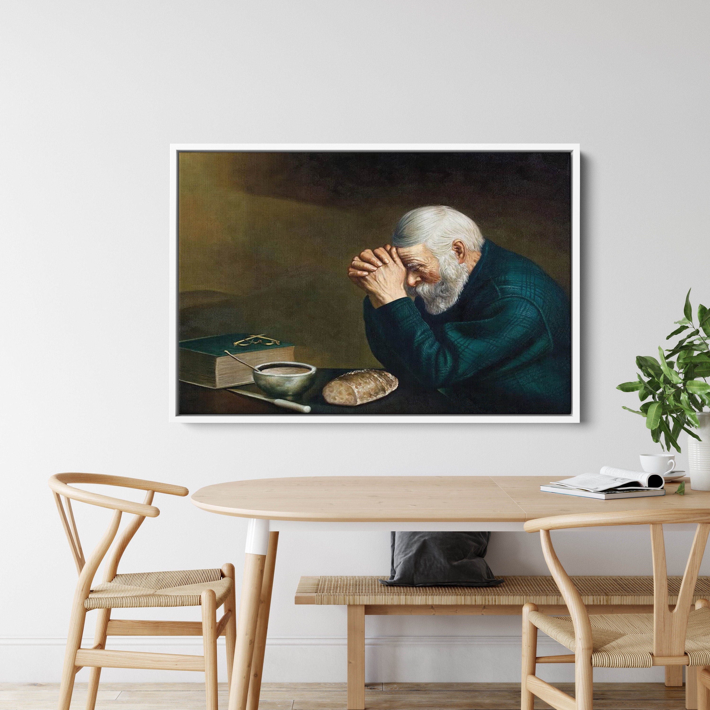 Eric Enstrom Grace Man Praying Over Bread Canvas Print Fine Art ...
