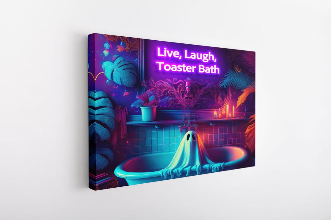 Live, Laugh, Toaster Bath Wall Art, Cool Bath Art, Trippy Gothic ...