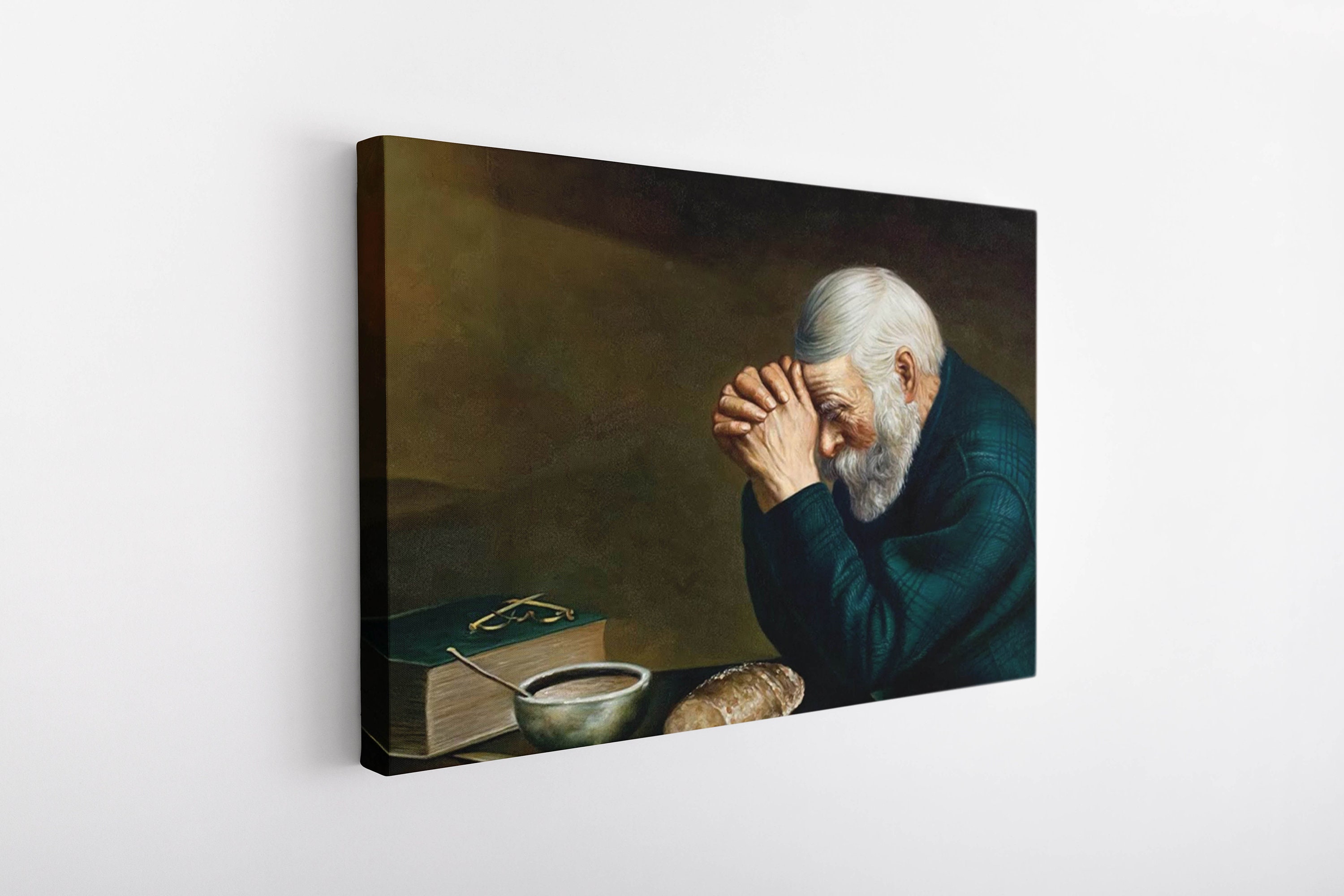 Eric Enstrom Grace Man Praying Over Bread Canvas Print Fine Art ...