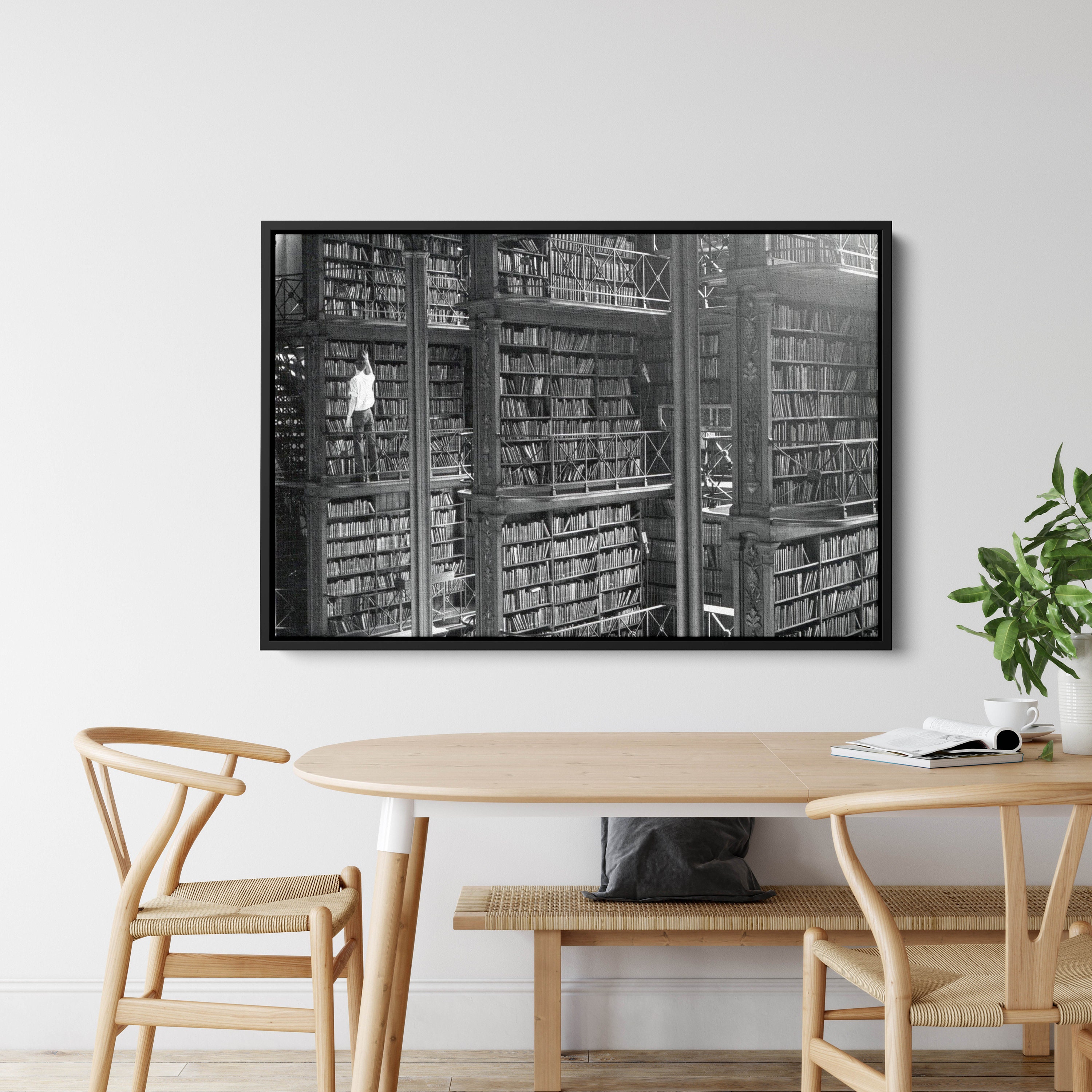 Old Library Architecture Photo Poster Print, Black and White Old ...