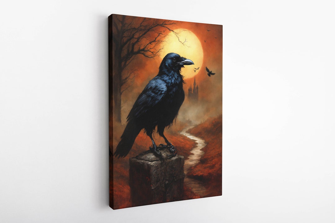 Crow Art Canvas Print, Raven Art Canvas Print Home Decor, Old Crow ...