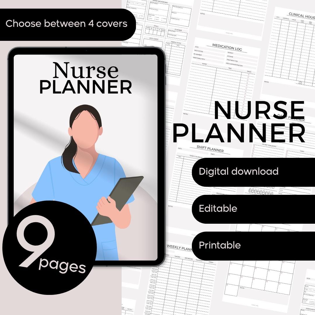 Printable Nurse Planner | Digital Nursing Student Organizer | Shift ...