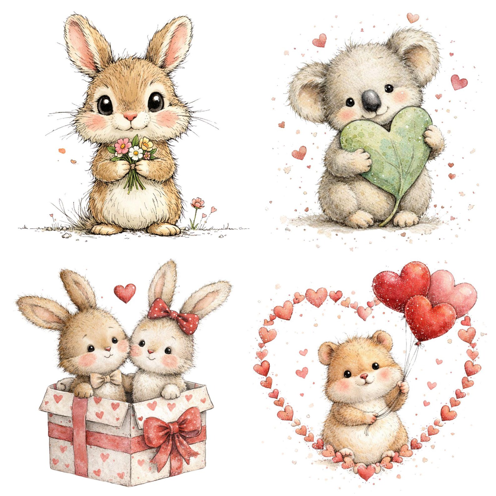 Animals Valentine Day Clipart Bundle | Lovers Valentine’s Day Clipart ...