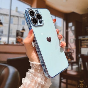 Cute Heart Phone Case for iPhone 15 14 13 12 11 SE X 8 7, Lens Camera ...