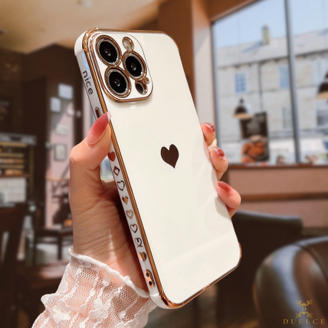 Cute Heart Phone Case for iPhone 15 14 13 12 11 SE X 8 7, Lens Camera ...