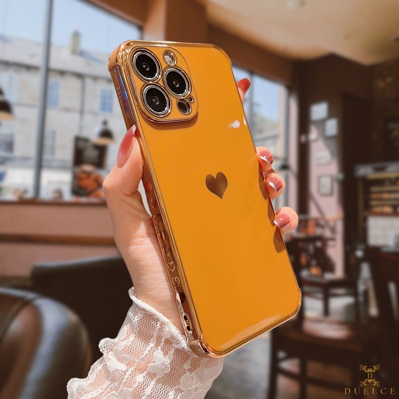 Cute Heart Phone Case for iPhone 15 14 13 12 11 SE X 8 7, Lens Camera ...