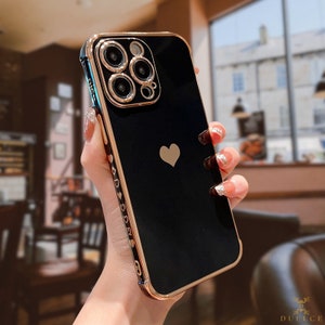 Cute Heart Phone Case for iPhone 15 14 13 12 11 SE X 8 7, Lens Camera ...