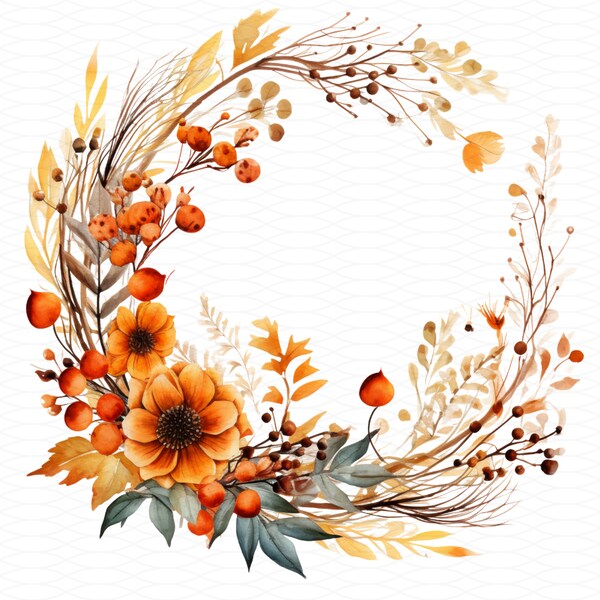 Fall Flowers Clip Art - Etsy
