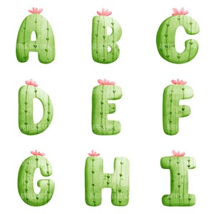 Cactus Alphabets Clipart, Cactus Alphabet, Succulent Font, Succulent ...