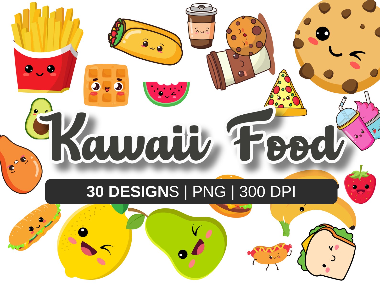 30 PNG Kawaii Food Cute Clipart, Kawaii Food Clipart, Food Clipart ...