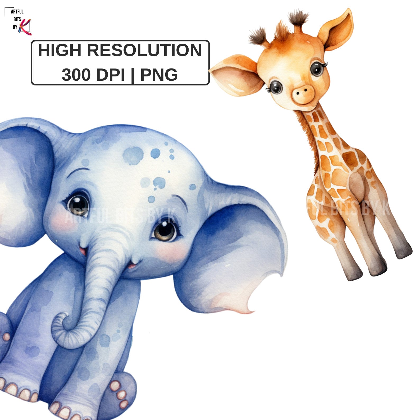 33 PNG Safari Jungle Animals Watercolor Clipart Bundle - Etsy