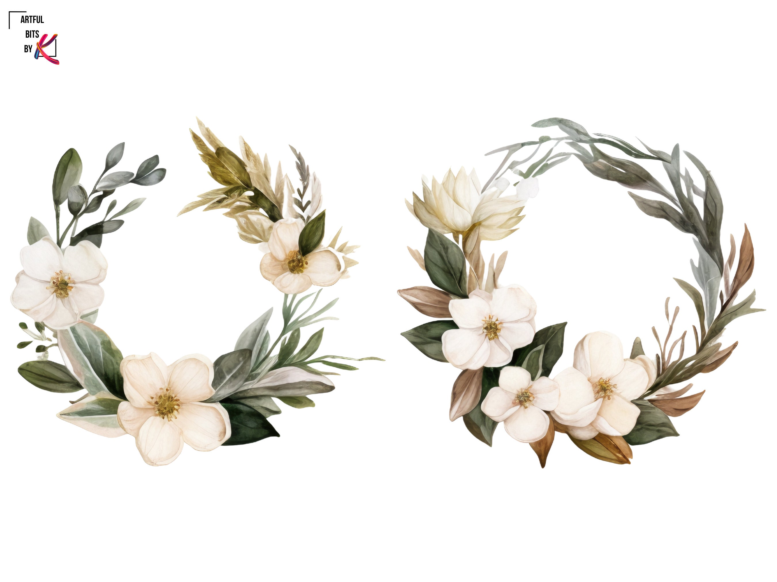 8 PNG White Floral Wreath Frame Clip Art Floral Frame Floral - Etsy