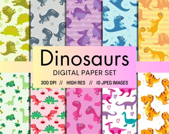 Dino Fun, Dinosaurs, Printable Digital Paper Pack - Etsy
