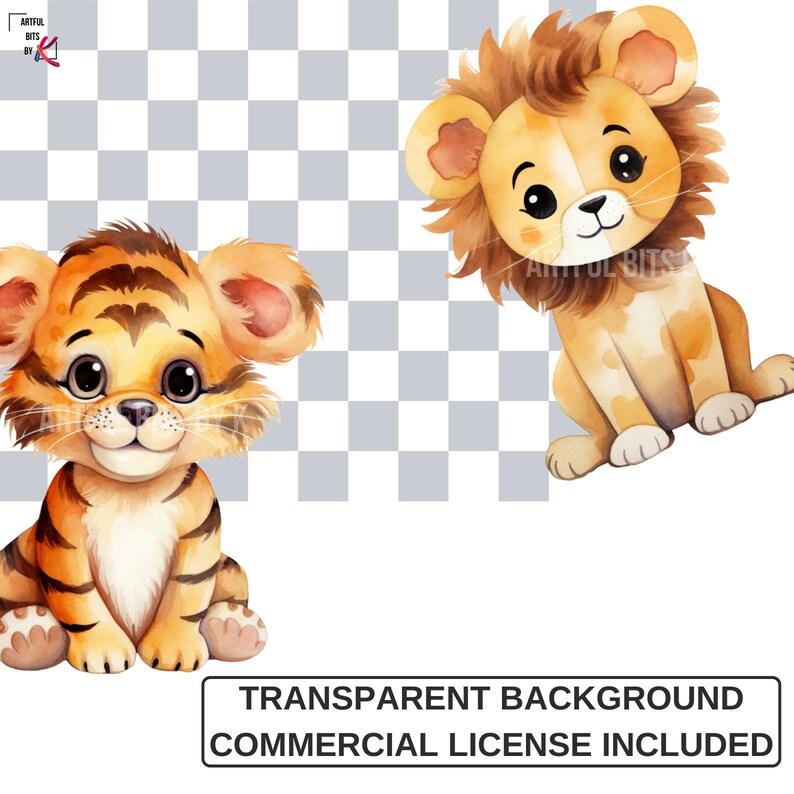 33 PNG Safari Jungle Animals Watercolor Clipart Bundle, Elephant, Hippo ...