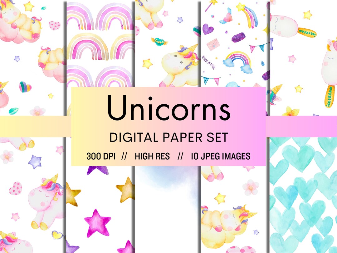 Unicorns, Rainbows, Printable Seamless Digital Paper Pack 10 Designs - Etsy