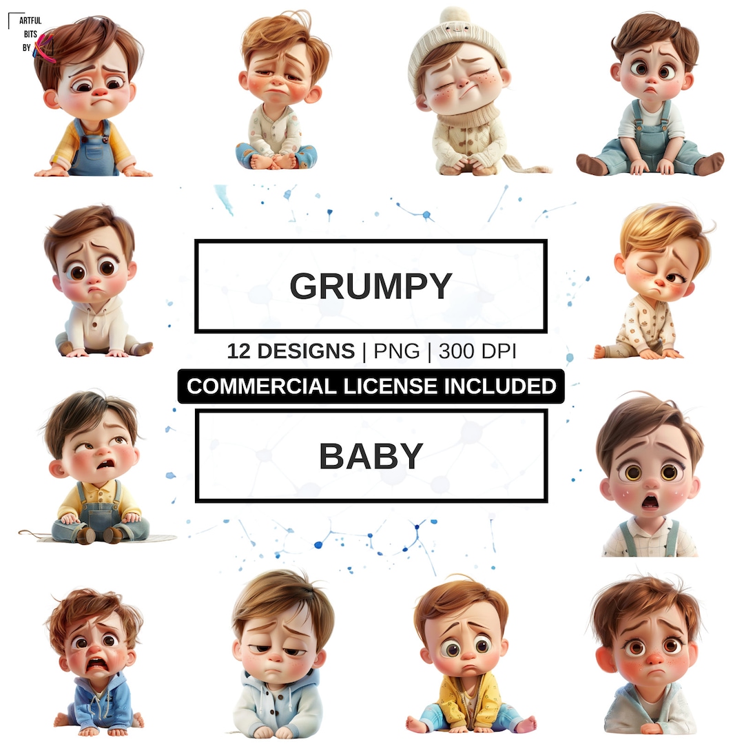 12 Grumpy Little Baby Clipart PNG, Funny Baby, Angry Baby Clipart ...