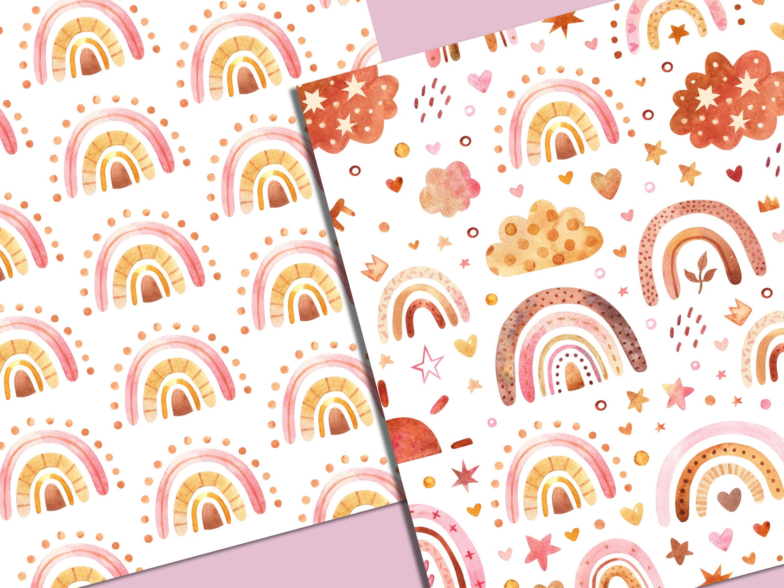 Boho Rainbow Digital Paper 10 Seamless Background BOHO - Etsy