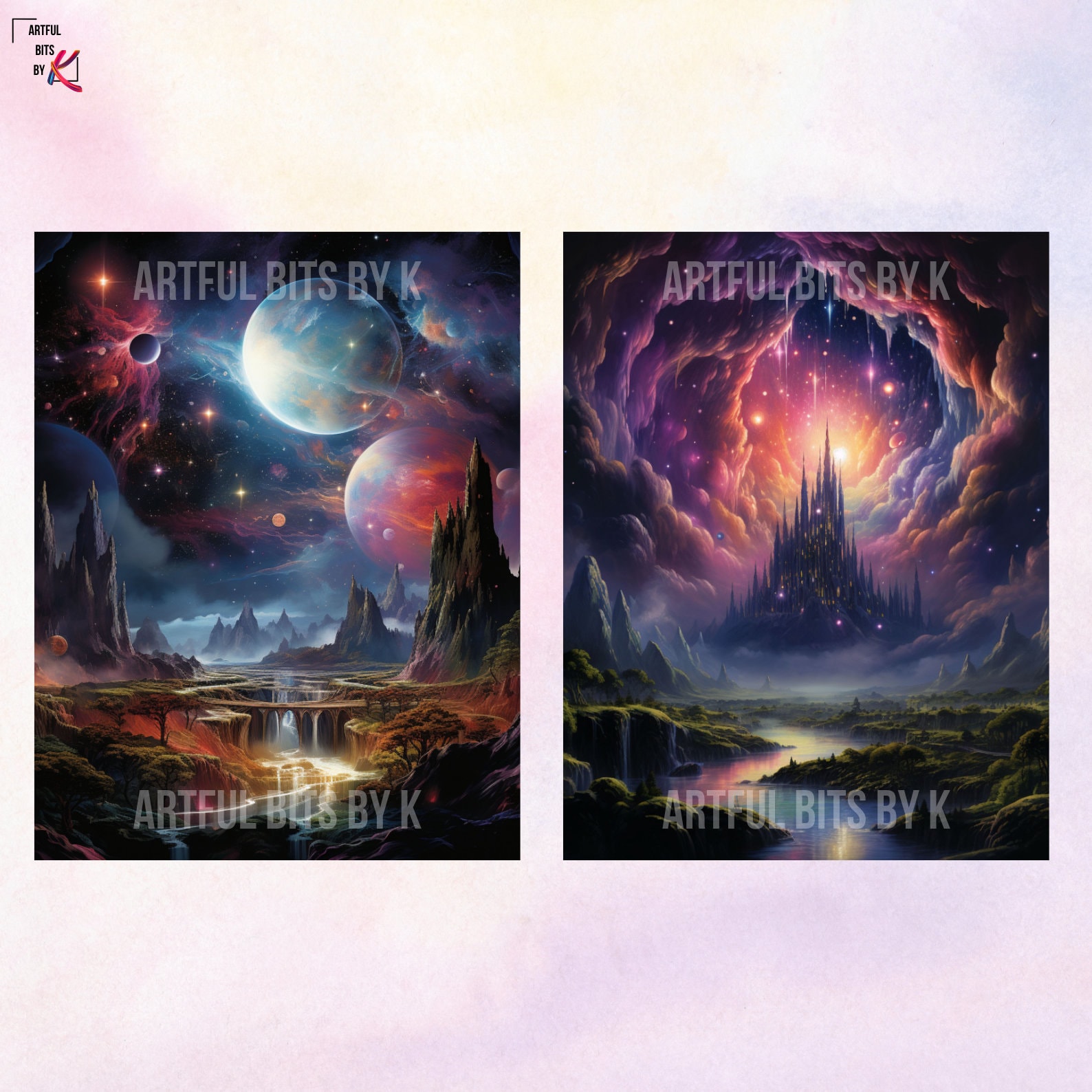 10 Printable Starry Cosmos Fantasy Digital Paper, Galaxy Digital Paper ...