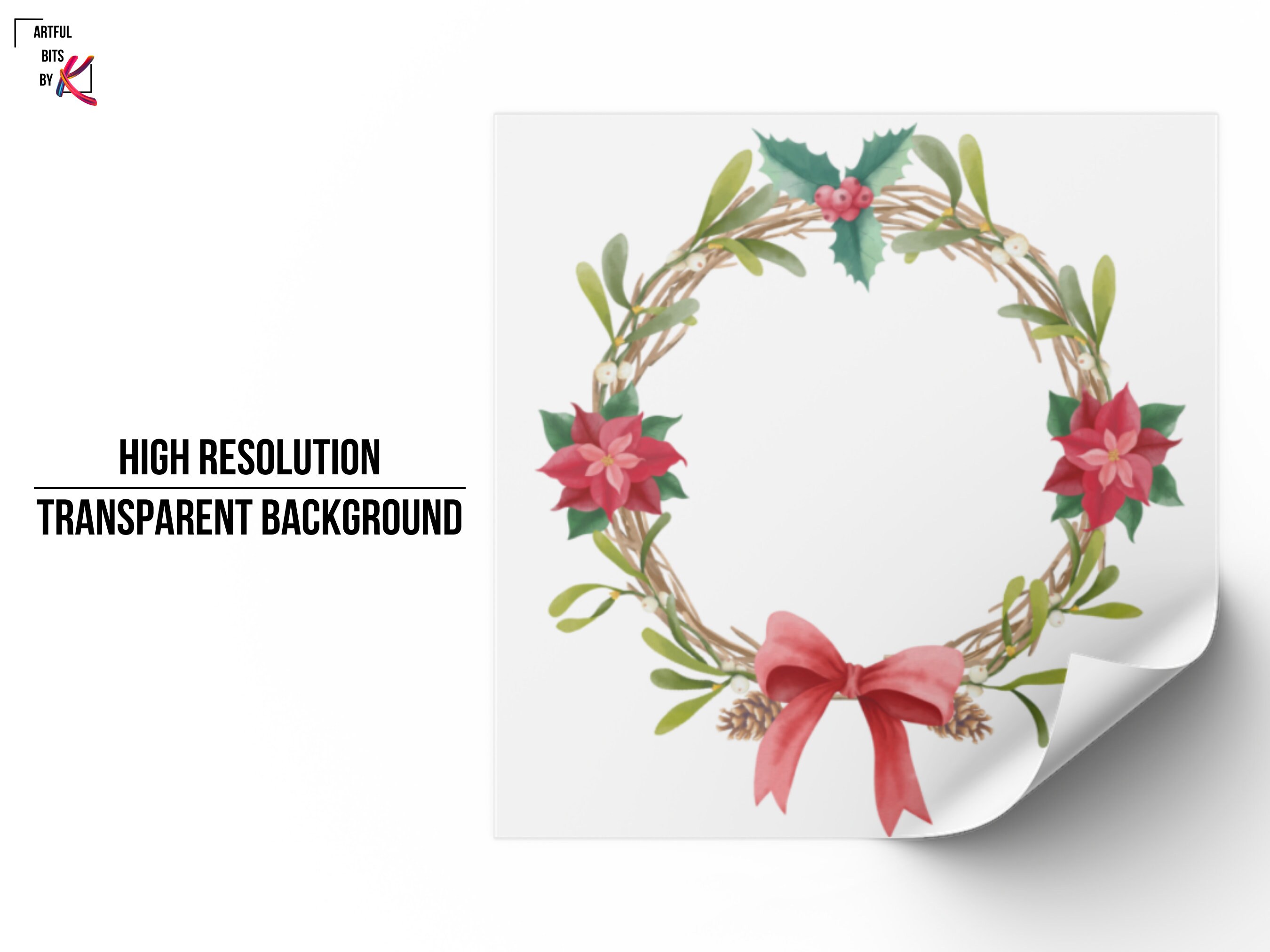 24 PNG Christmas Wreath PNG Bundle, Wreath Sublimation, Christmas ...