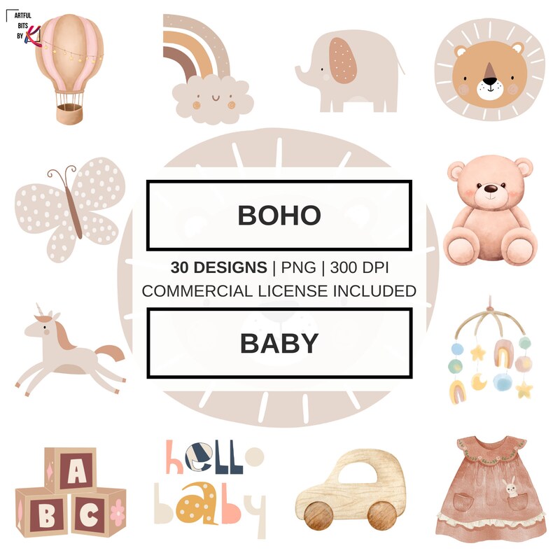 Boho Baby Clipart - Etsy