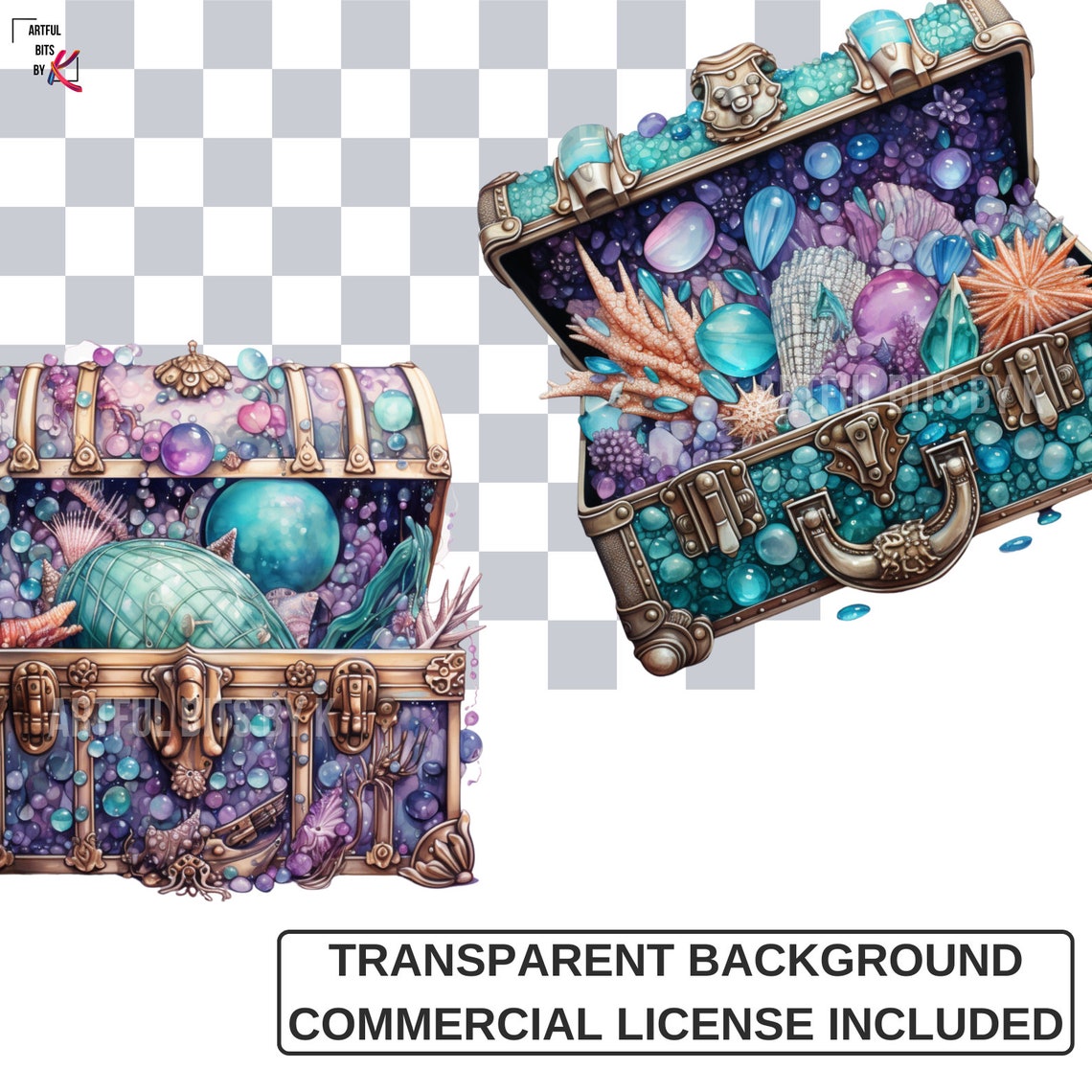 18 PNG Watercolor Treasure Chest Cliparts in PNG Format - Etsy