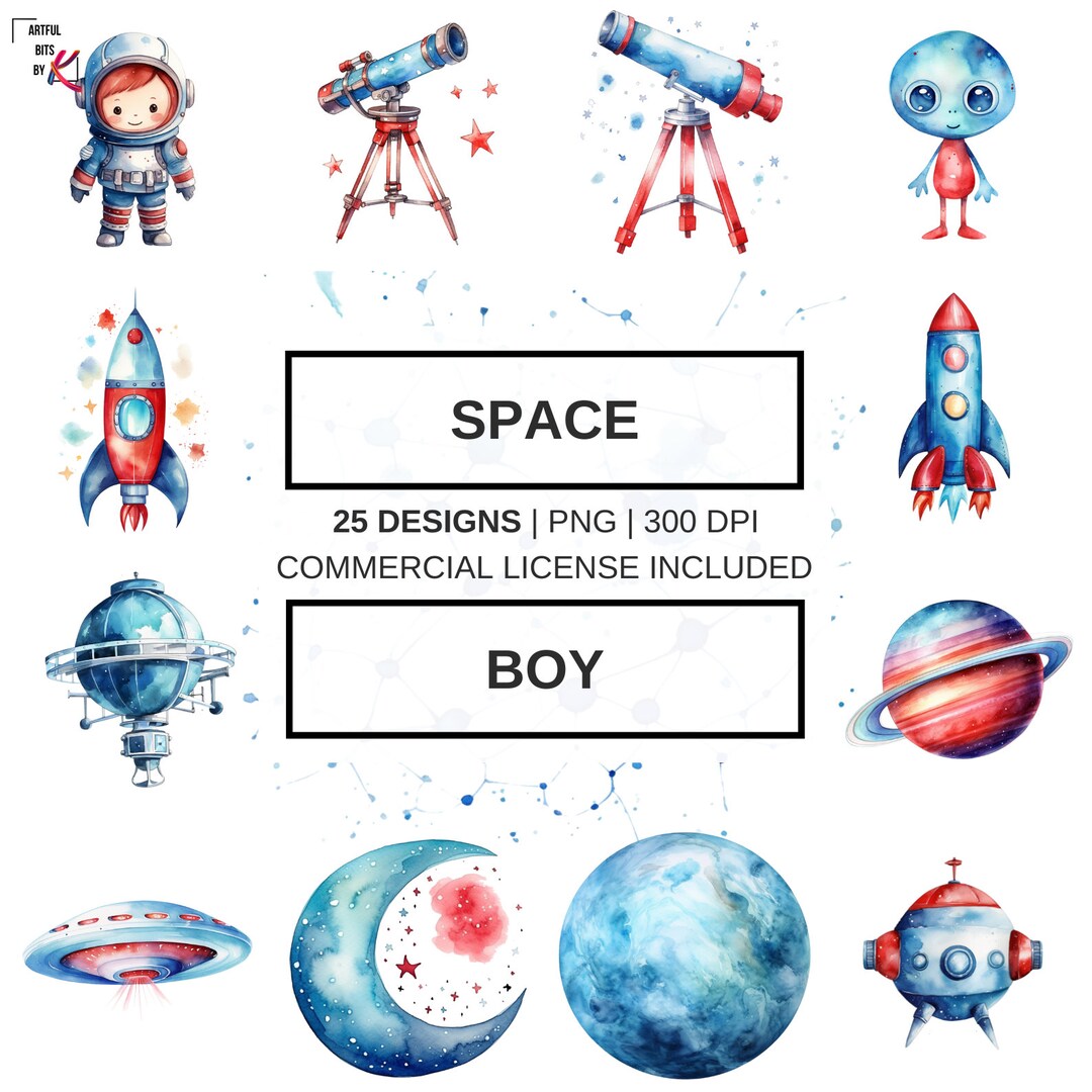 25 PNG Watercolor Space Clipart Space Boy Boy Astronaut Clip Art Little ...