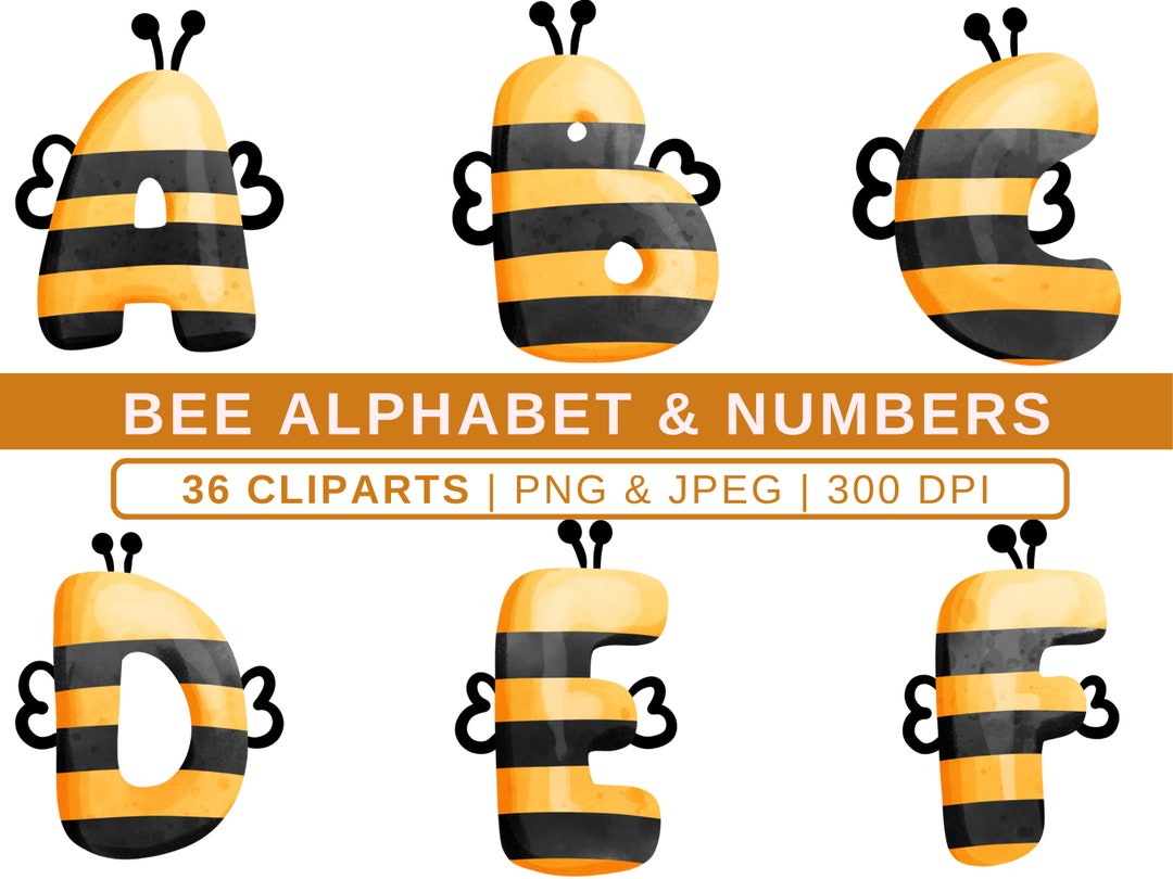 Little Bee Alphabets and Numbers Honey Bee Alphabet Bee - Etsy