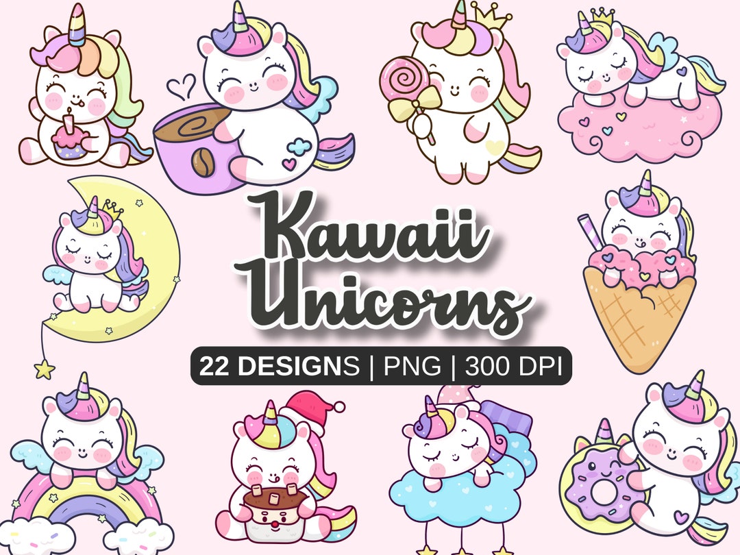 22 PNG Kawaii Unicorn Cute Clipart Kawaii Unicorn Clipart - Etsy