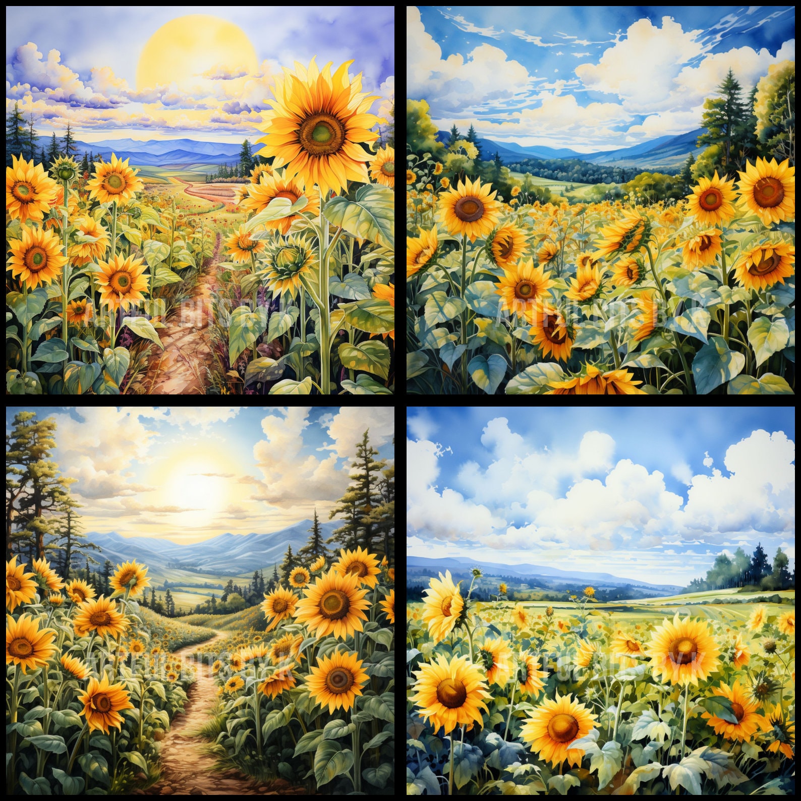 12 Printable Sunflower Fields Digital Paper Sunflower Autumn - Etsy