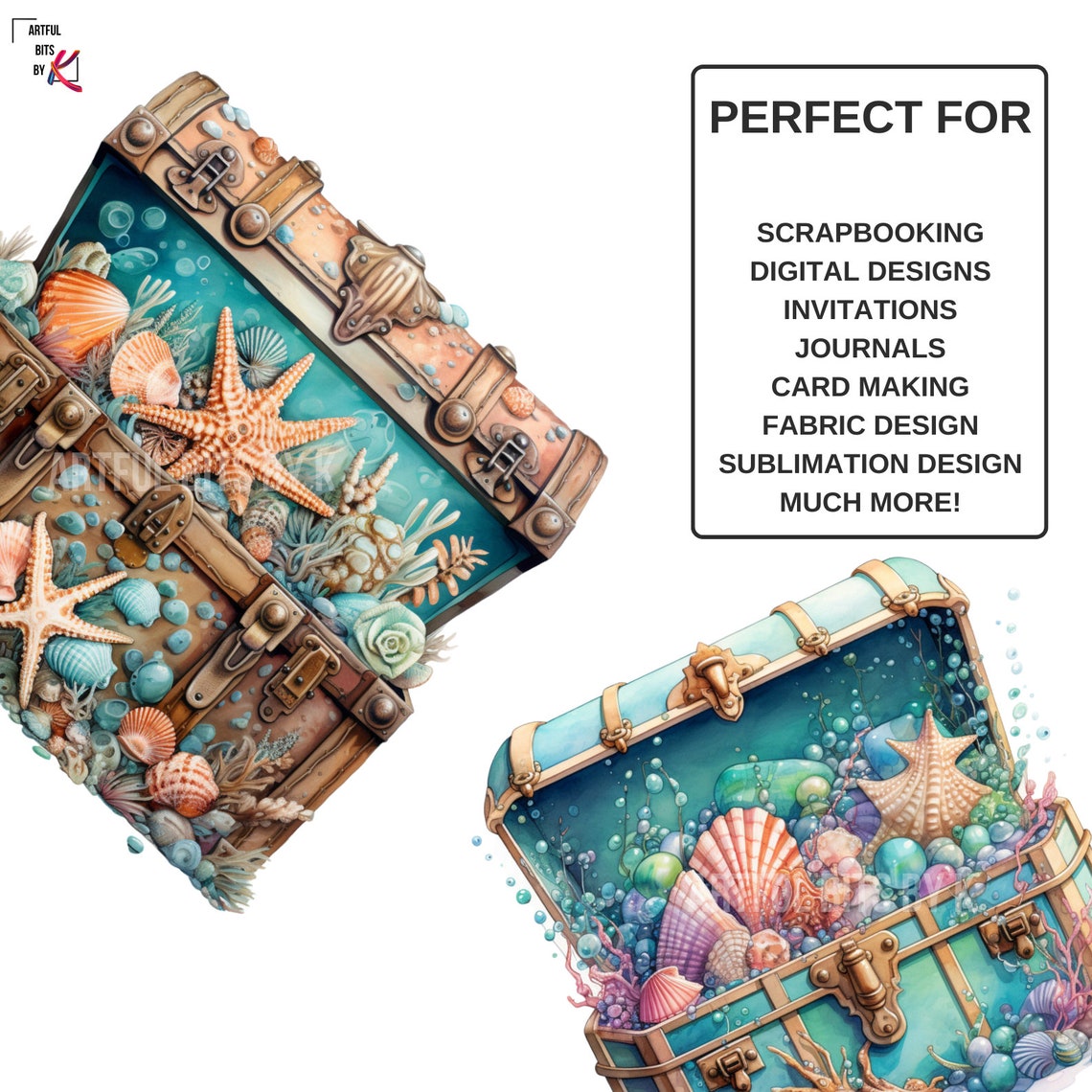 18 PNG Watercolor Treasure Chest Cliparts in PNG Format - Etsy