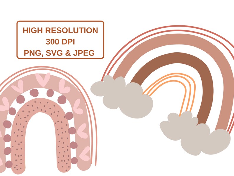 20 PNG Boho Rainbow Clipart Set Pastel PNG Digital Art - Etsy