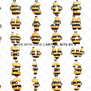 Little Bee Alphabets and Numbers Honey Bee Alphabet Bee - Etsy
