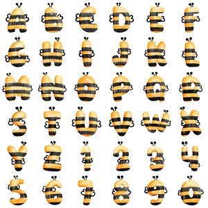 Little Bee Alphabets and Numbers, Honey Bee Alphabet, Bee Alphabet, Bee ...
