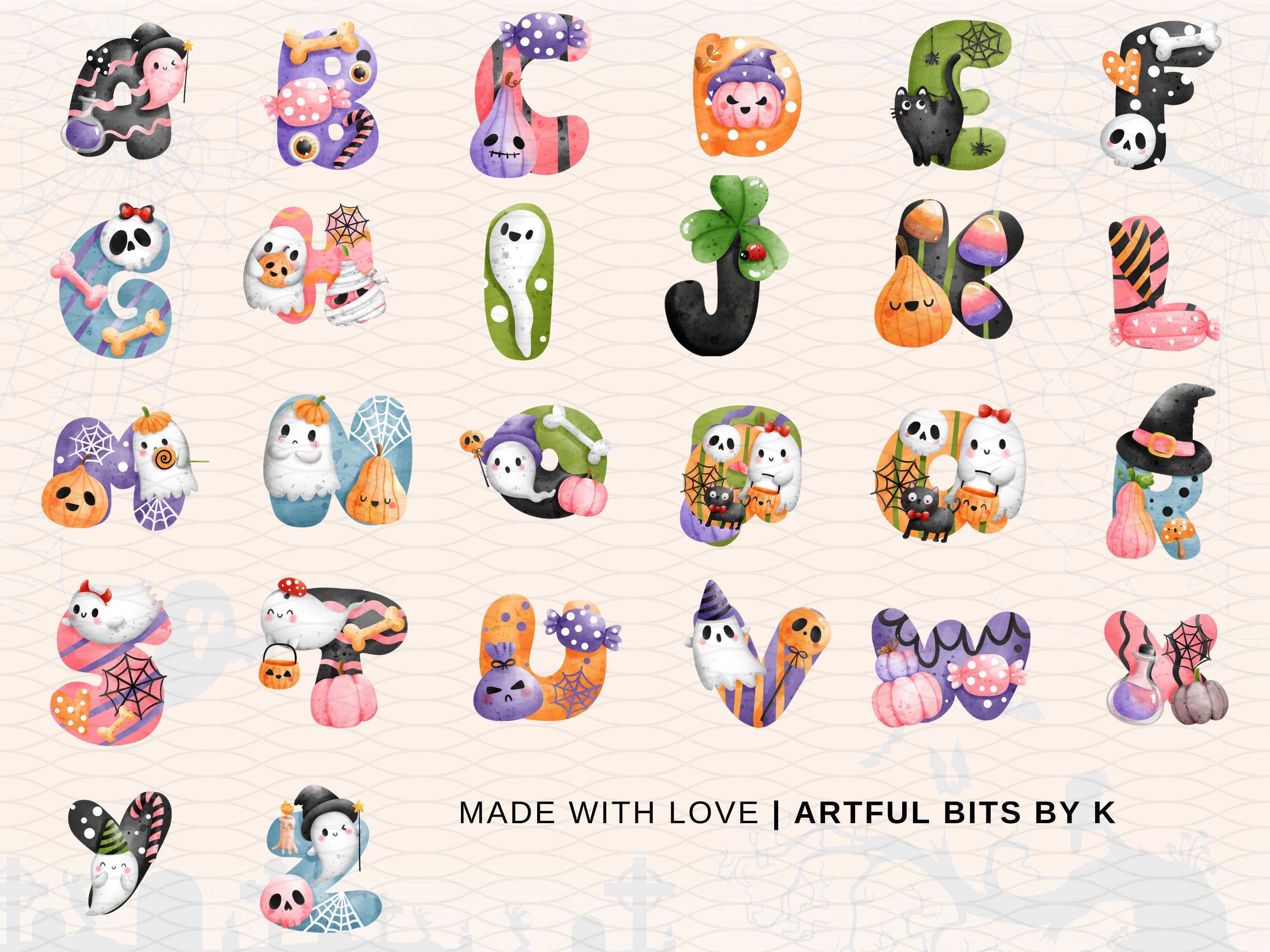 Halloween Alphabets Halloween Clipart Halloween Font - Etsy