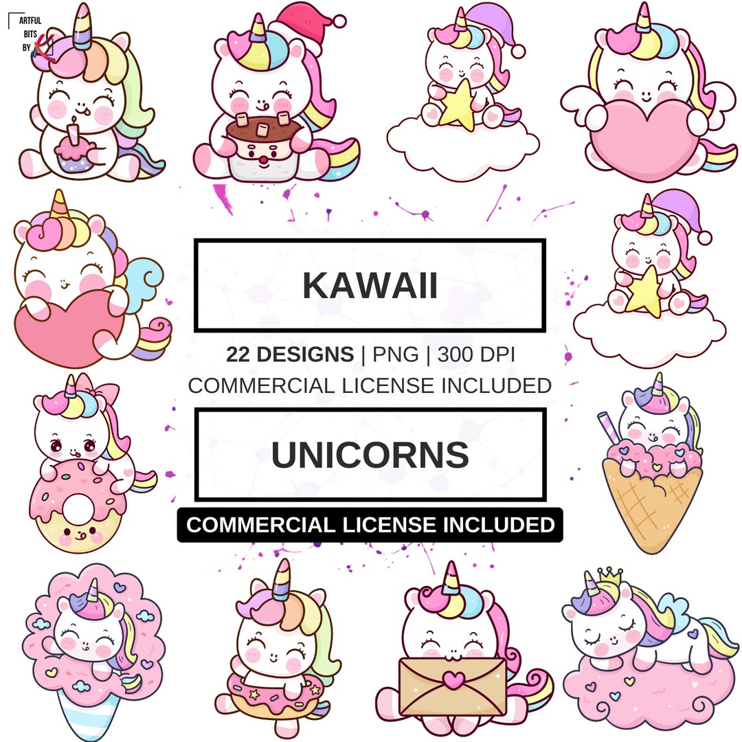 22 PNG Kawaii Unicorn Cute Clipart, Kawaii Unicorn Clipart, Unicorn ...