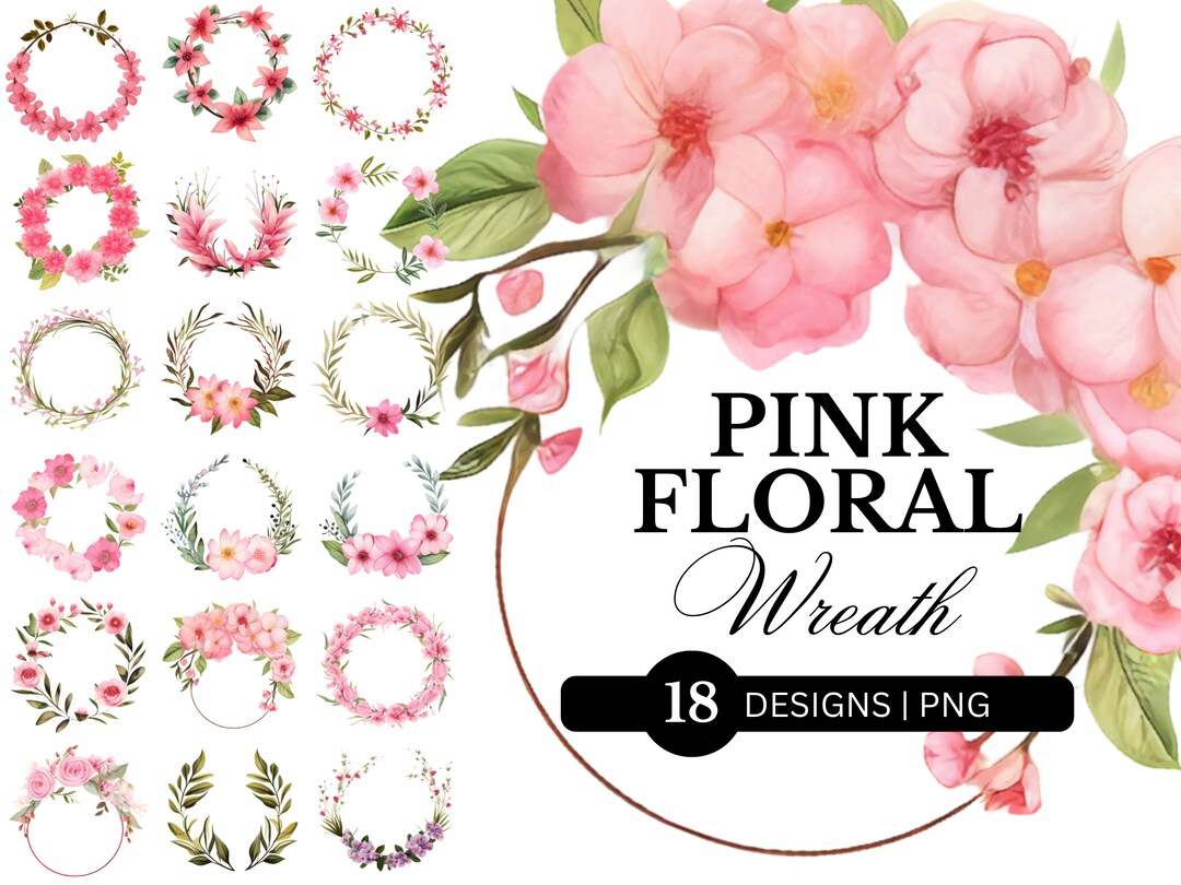 18 PNG Pink Floral Wreath Frame Clip Art, Floral Frame, Floral Wreath ...