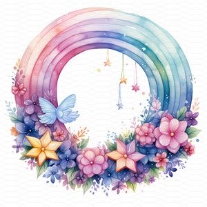 Colorful Rainbow Wreath Clipart Flowers Wreath Clipart Baby Girl ...