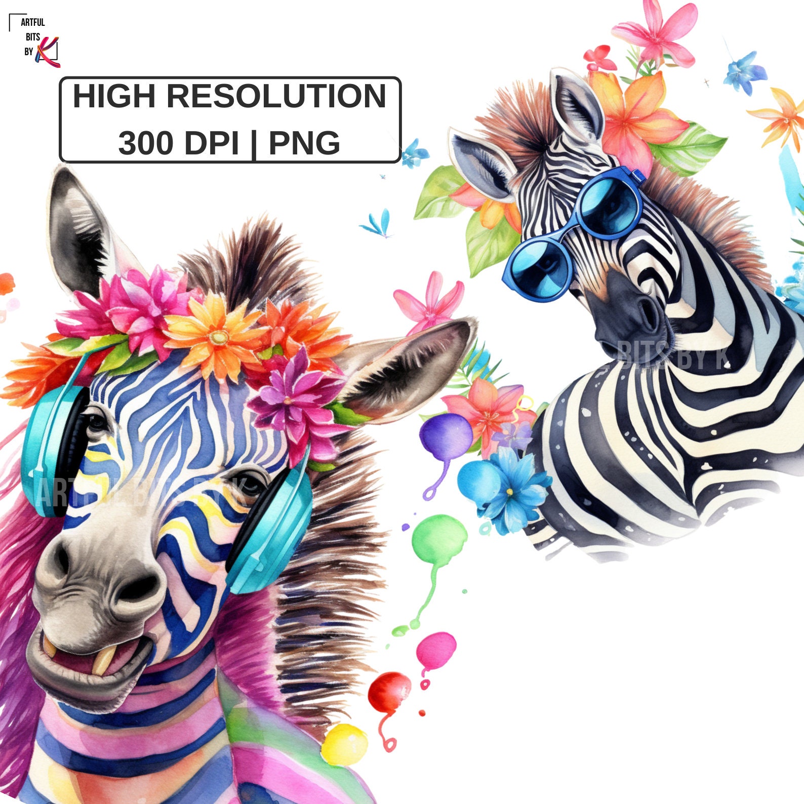 8 PNG Watercolor Zebra Party Bundle Clipart Birthday Party - Etsy