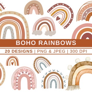 20 PNG Boho Rainbow Clipart Set Pastel PNG Digital Art - Etsy